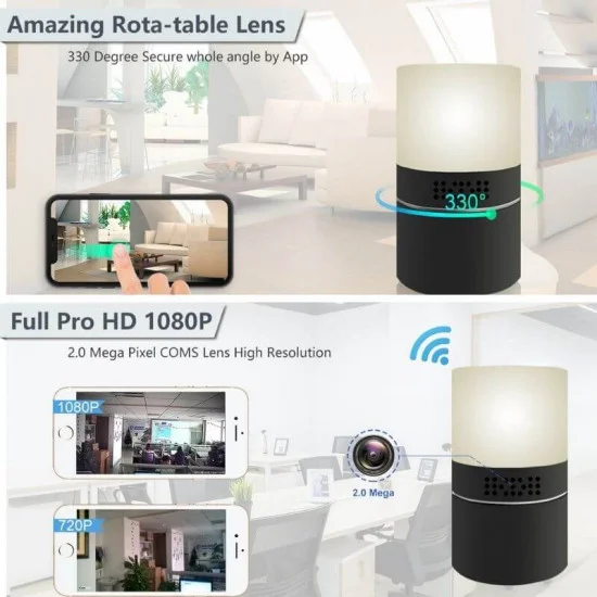 Dold WiFi kamera i RGB bordslampa - SPY GADGETS